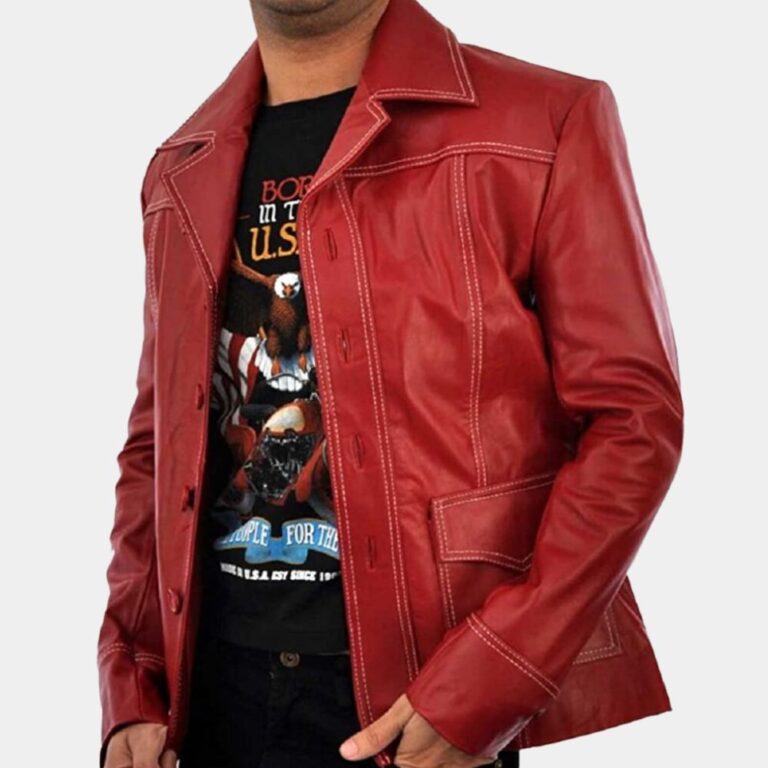 Fight Club Tyler Durden Red Jacket with exposed Stitching in Faux and ...