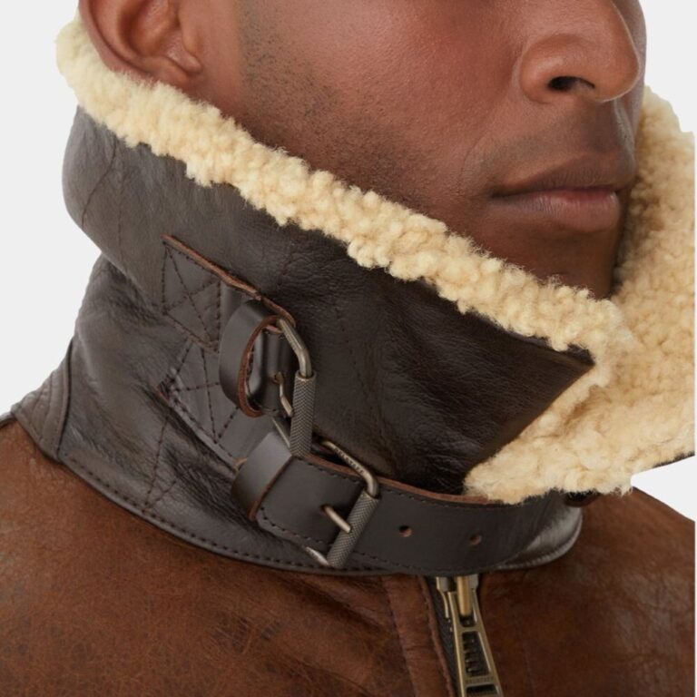 Kraven the Hunter Fur Jacket | Sergei Kravinoff Shearling Brown B3 ...