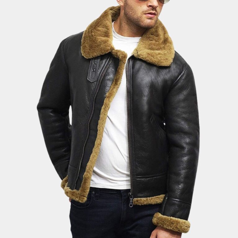 Kraven the Hunter Fur Jacket | Sergei Kravinoff Shearling Brown B3 ...