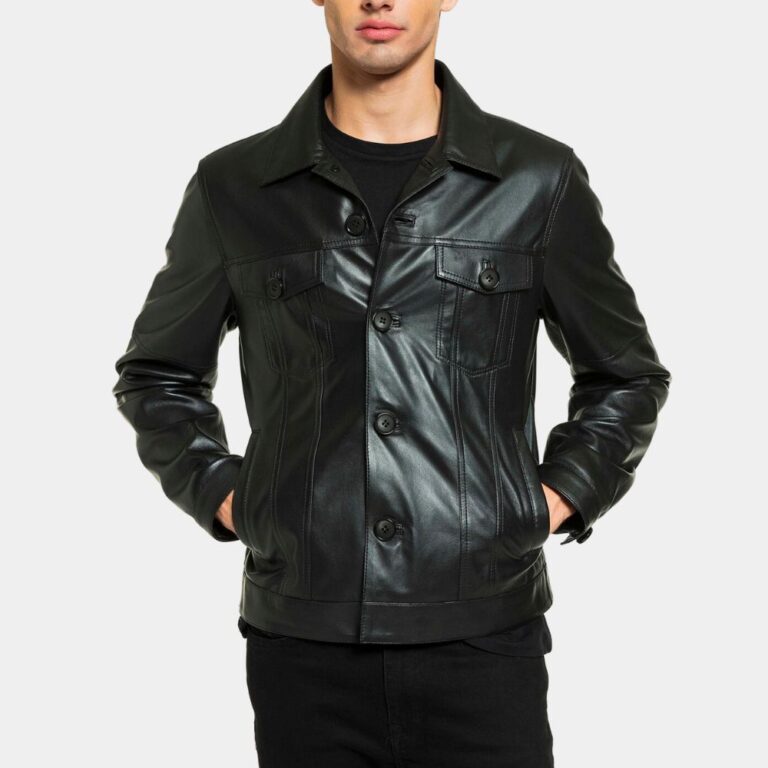 Elvis Presley Black Leather Biker Jacket | Trucker Style Leather Jacket ...