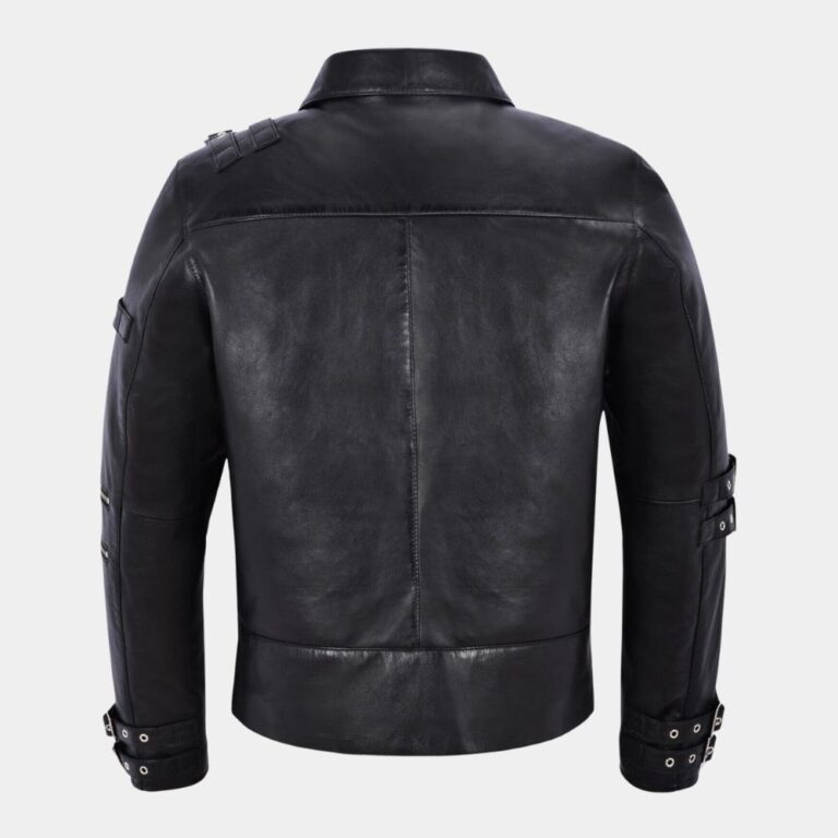 Michael Jackson "Bad" World Tour Black Leather Jacket with Multi Strap ...