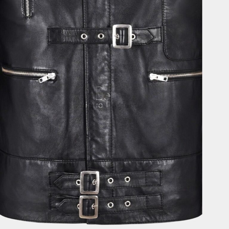 Michael Jackson "Bad" World Tour Black Leather Jacket with Multi Strap ...