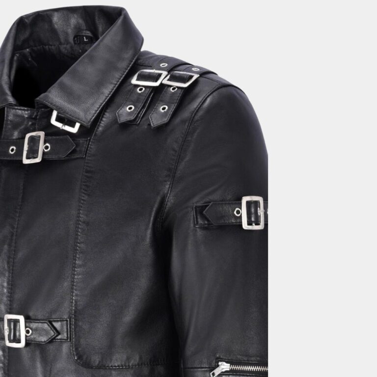 Michael Jackson "Bad" World Tour Black Leather Jacket with Multi Strap ...