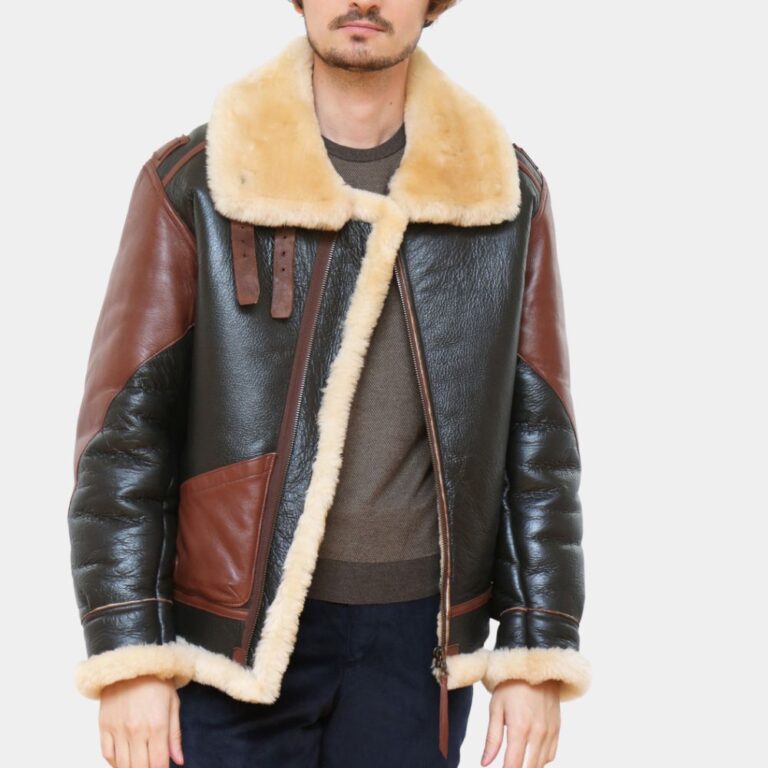 Kraven the Hunter Fur Jacket | Sergei Kravinoff Shearling Brown B3 ...