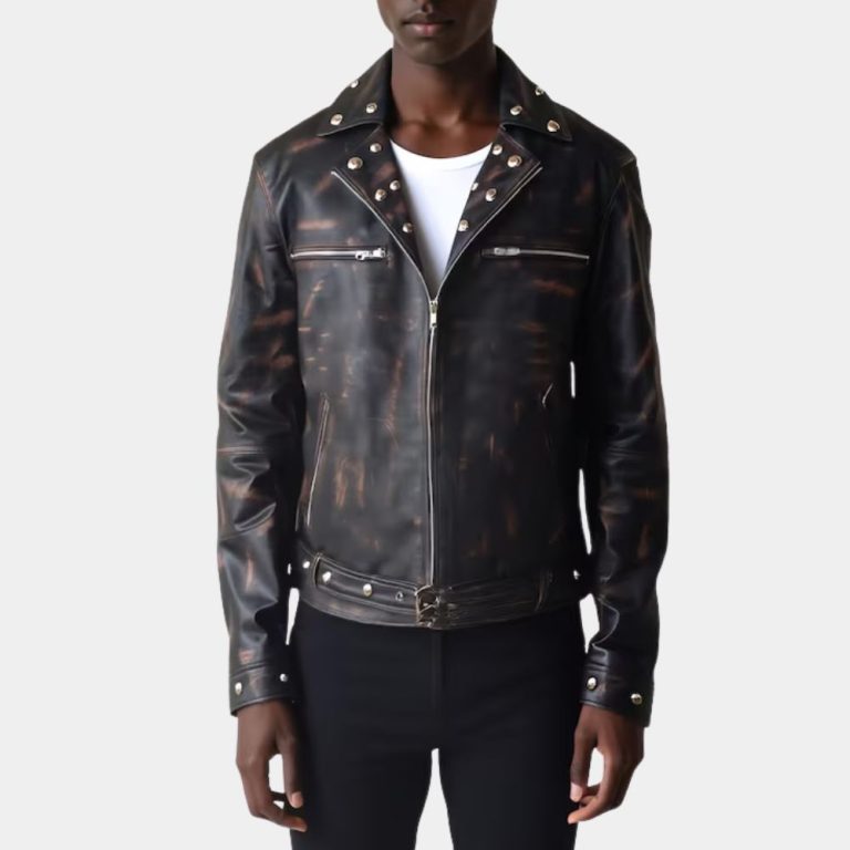 Fallout 3 Tunnel Snakes Rule Black Distressed Leather Jacket - SAFYD