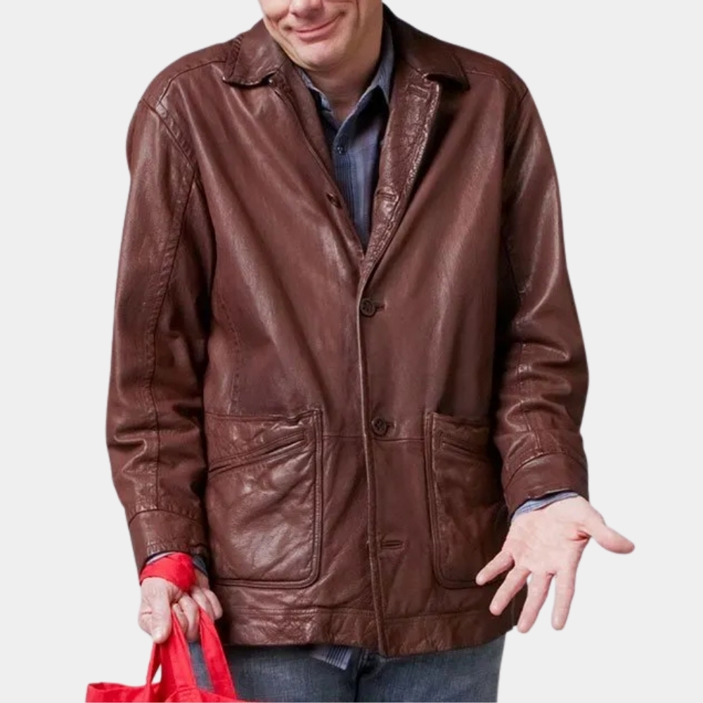 Yes Man Carl Allen aka Jim Carrey Tan Leather Jacket - Order Now at SAFYD