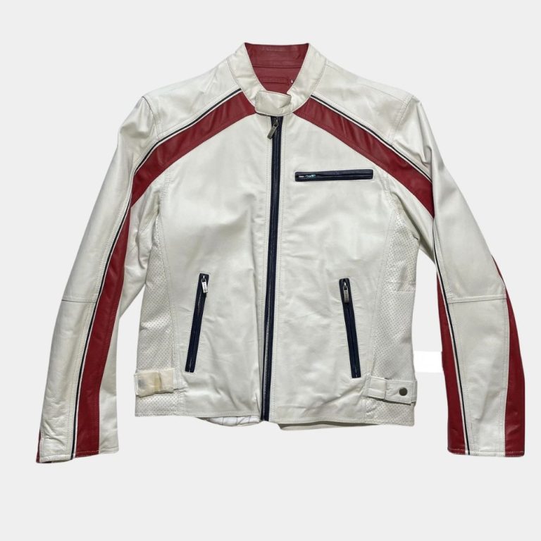 Sydney Sweeney Nascar Championship White Cafe Racer Leather Jacket ...