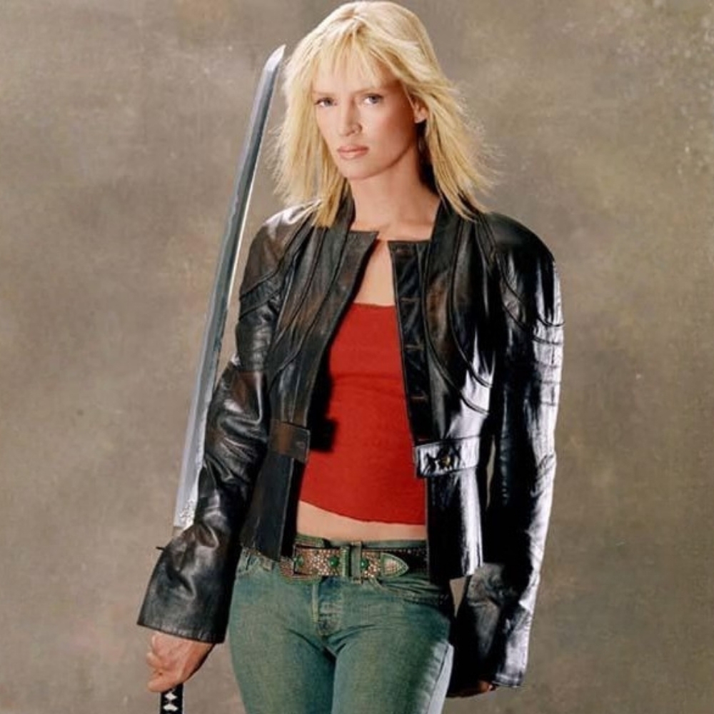 The Bride Kill Bill: Vol. 2 Uma Thurman Black Leather Biker Jacket ...